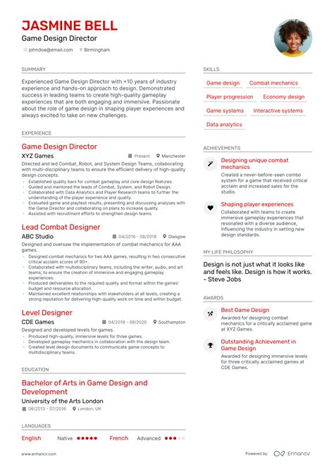 Game Design CV Examples For Game Design CV Examples For