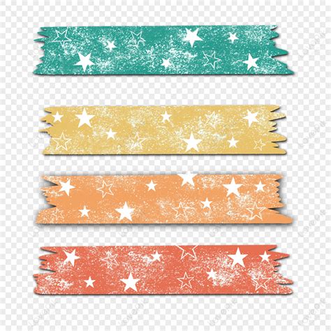 Cute Star Color Tape Set Paper Tape Cute Stickers Washi Tape Series Png Transparent Background