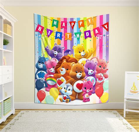 Care Bears Happy Birthday Backdrop Cartoon Bears Backdrop For Birthday