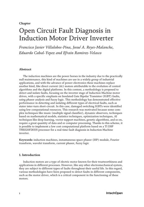 PDF Open Circuit Fault Diagnosis In Induction Motor Driver Inverter