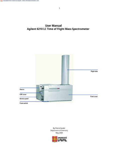 Manuel Lcms V2 1 Mai 2009 Fr En Pdf Mass Spectrometry Electrospray Ionization