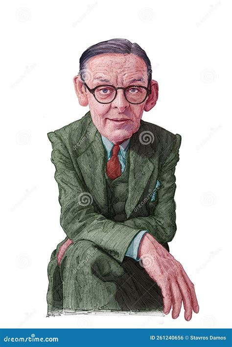 T S Eliot Watercolor And Ink Illustration Portrait Editorial Photo