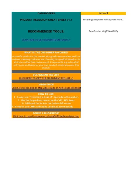 Product Research Cheat Sheet V1 2 Pdf