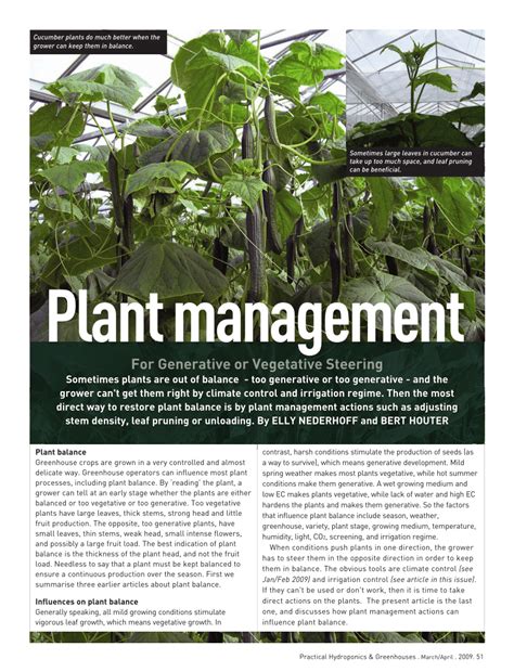 Pdf Controlling Plant Growth Part 3 Plant Balance Vegetative Or Generative