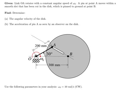 given link oa rotates with a constant angular speed