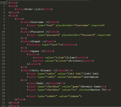 html part 5 tag tag dalam form ~ blog sikode