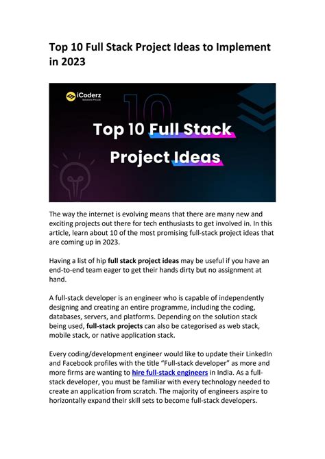 Top 10 Full Stack Project Ideas To Implement In 2023 By Icoderz