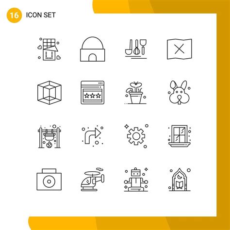 Modern Set Of 16 Outlines Pictograph Of Graphic Place Real Estate Map Travel Editable Vector