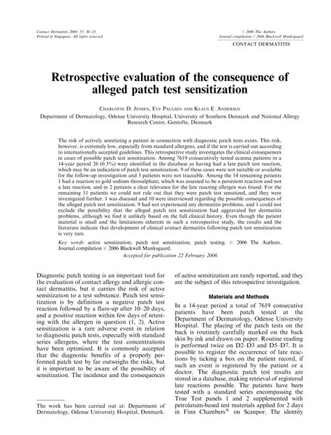 Pdf Retrospective Evaluation Of The Consequence Of Alleged Patch Test Sensitization