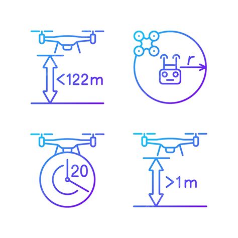 Set Of Linear Gradient Vector Icons For Manual Control Of Drones Vector Pictogram Web Design