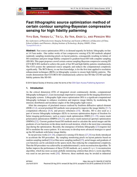 PDF Fast Lithographic Source Optimization Method Of Certain Contour Sampling Bayesian