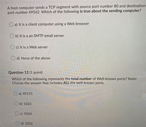 Solved A Host Computer Sends A Tcp Segment With Source Port