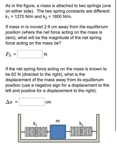 Solved As In The Figure A Mass Is Attached To Two Springs