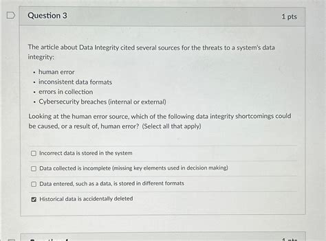 Solved Question 31 PtsThe Article About Data Integrity Chegg Com