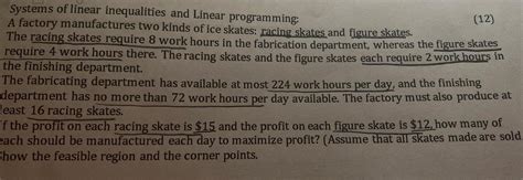Answered Systems Of Linear Inequalities And Linear Programming 12 A