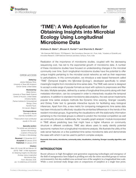 Pdf ‘time A Web Application For Obtaining Insights Into Microbial Ecology Using Longitudinal
