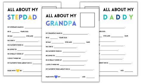 All About My Daddy Grandpa And Stepdad Free Printable Fathers Day