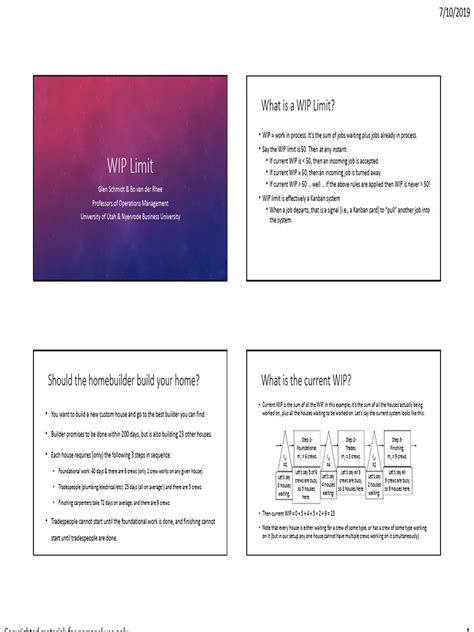 Wip Limit Handout Pdf Applied Mathematics