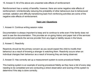 Th Edition BCBA Mock Exam Explanation Guide Th Edition Task List