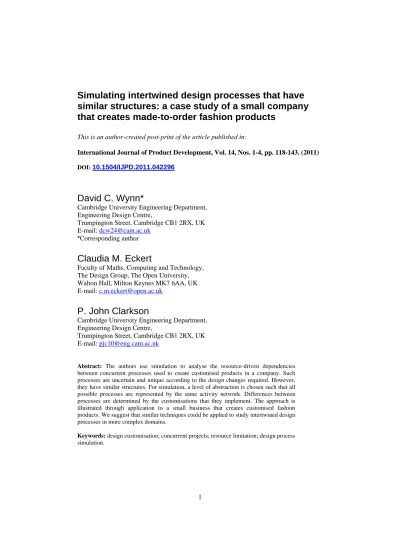 simulating intertwined design processes that have similar structures a
