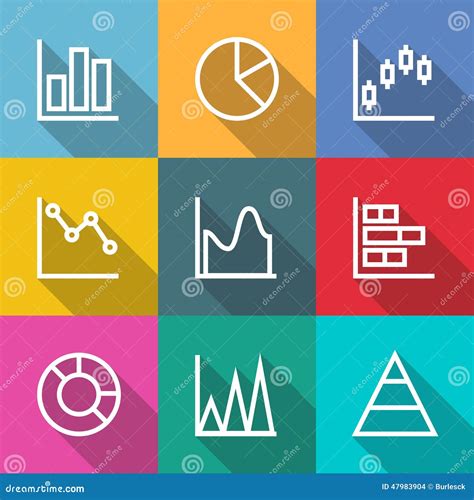 Business Outline Charts And Graph Icons Stock Vector Illustration Of Design Information 47983904