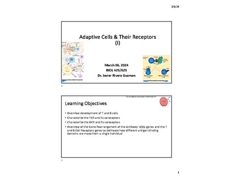 lecture 09 2024 03 06 notes adaptive cells and their receptors i