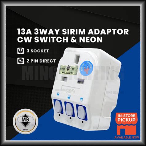 Sirim 3 Way Multiple Adaptor Individual On Off Switch 13a Adapter 3 Pin Socket Plug W Neon