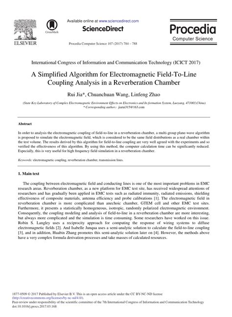 Pdf A Simplified Algorithm For Electromagnetic Field To Line Coupling Analysis In A