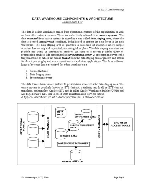 Lecture 2 Data Warehouse Architecture Pdf Data Warehouse Metadata