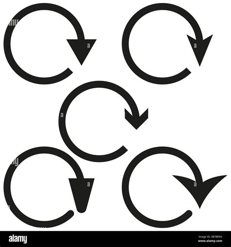 Refresh Icon Set Black Circular Arrow Update Symbol Vector