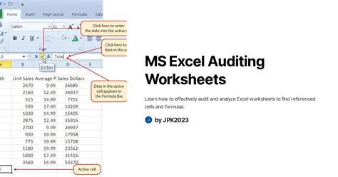 MS Excel Auditing Worksheets