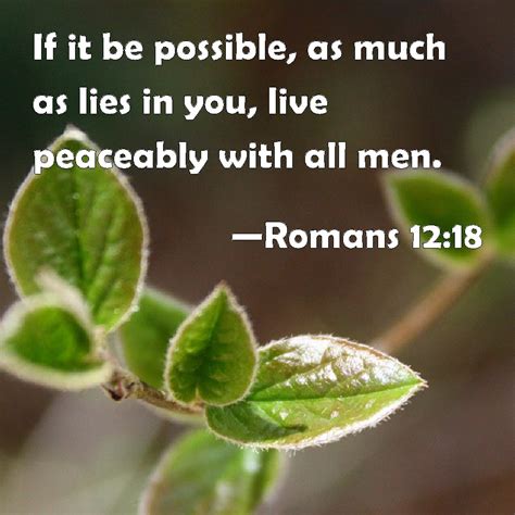 Romans 12 18 If It Be Possible As Much As Lies In You Live Peaceably