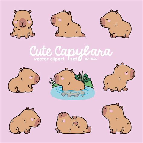 Premium Vector Clipart Kawaii Capybara Cute Capybara Clipart