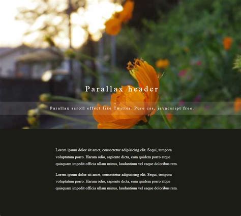 Pure Css Parallax Header Code Css Css3 Html Html5 Parallax