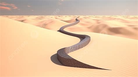 사막을 통과하는 뱀 같은 구불구불한 길 인피니티 로드 및 오프로드 디자인의 3d 그림 결코 끝나지 않는 도로 격리된 특이한 3d Illustr 고화질 사진 사진 배경