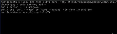 Linux Trying To Install DOCKER GPG Key Recieving Error Curl Option Is Unknown Stack