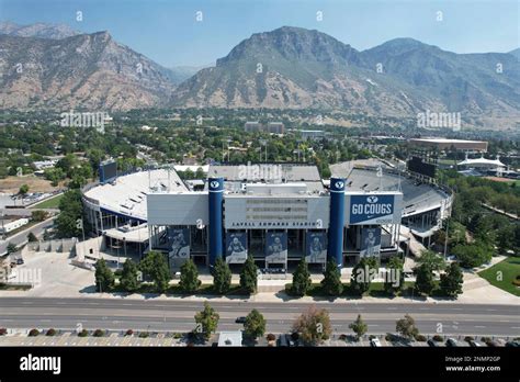 An Aerial View Of Lavell Edwards Stadium On The Campus Of Brigham Young