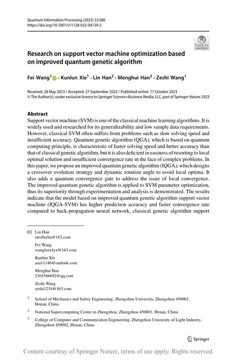 research on support vector machine optimization based on improved