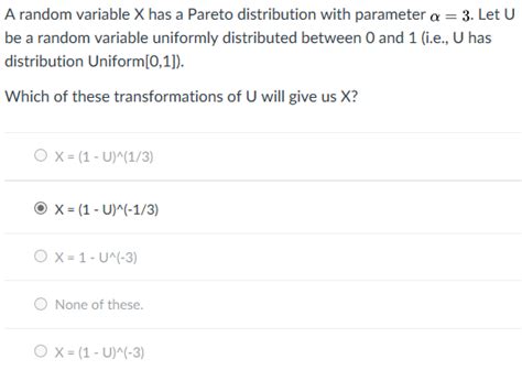 solved a random variable x has a pareto distribution with