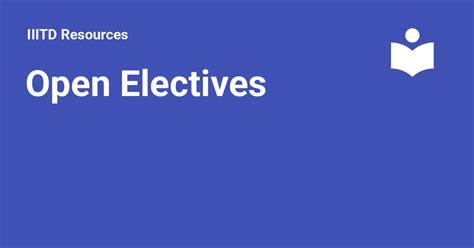 Open Electives Iiitd Resources