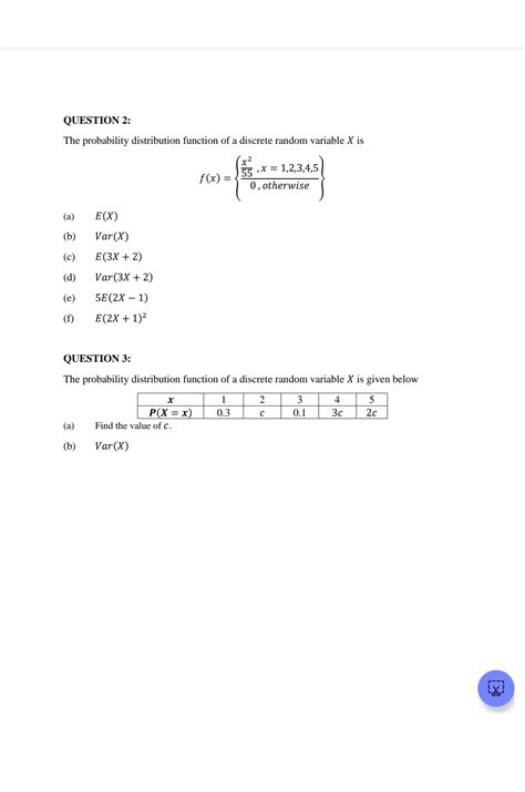 Question 2 The Probability Distribution Studyx