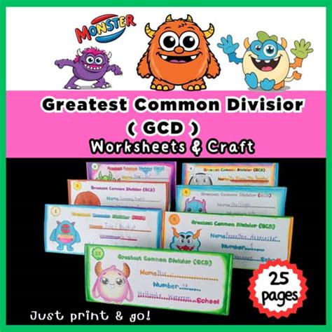 G C D Monster Factorization And Long Division Worksheets And Craft Grade 6