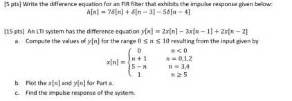 Solved Write The Difference Equation For An Fir Filter That
