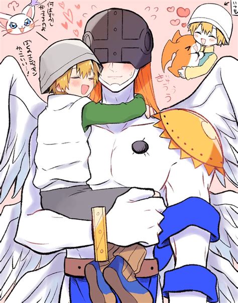 Tailmon Takaishi Takeru Patamon And Angemon Digimon And More Drawn By Waka Danbooru