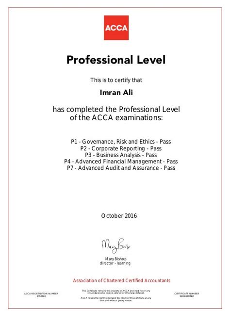 Certificate Acca