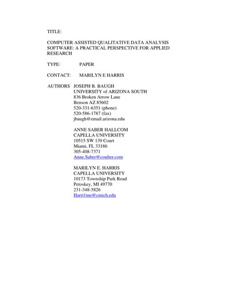 Pdf Computer Assisted Qualitative Data Analysis Software A Practical