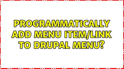 Programmatically Add Menu Itemlink To Drupal Menu Youtube