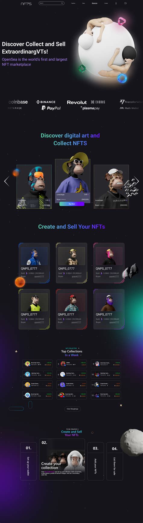 Nfts Nft Art Dark Theme Landing Page Behance