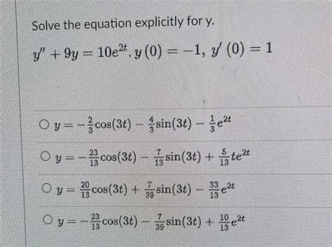 Solved Solve The Equation Explicitly For Y