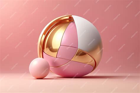 Premium Ai Image Abstract Geometric Shapesphere With Gold And Pink